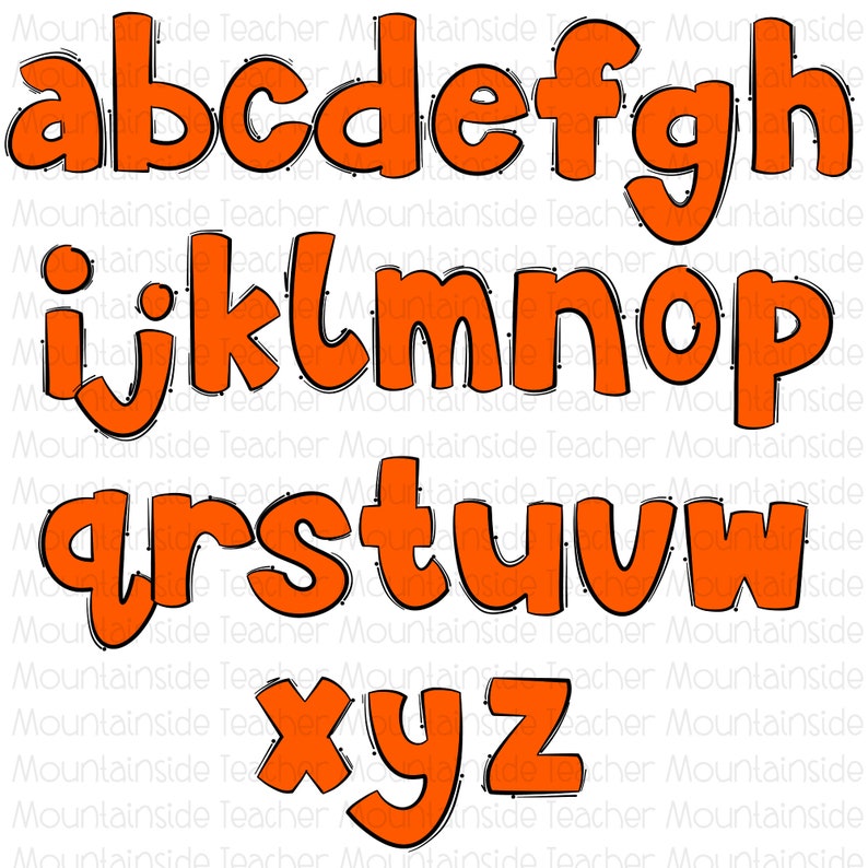 Fall Doodle Letters, Autumn Doodle Alphabet, PNG, Sublimation, Alpha ...