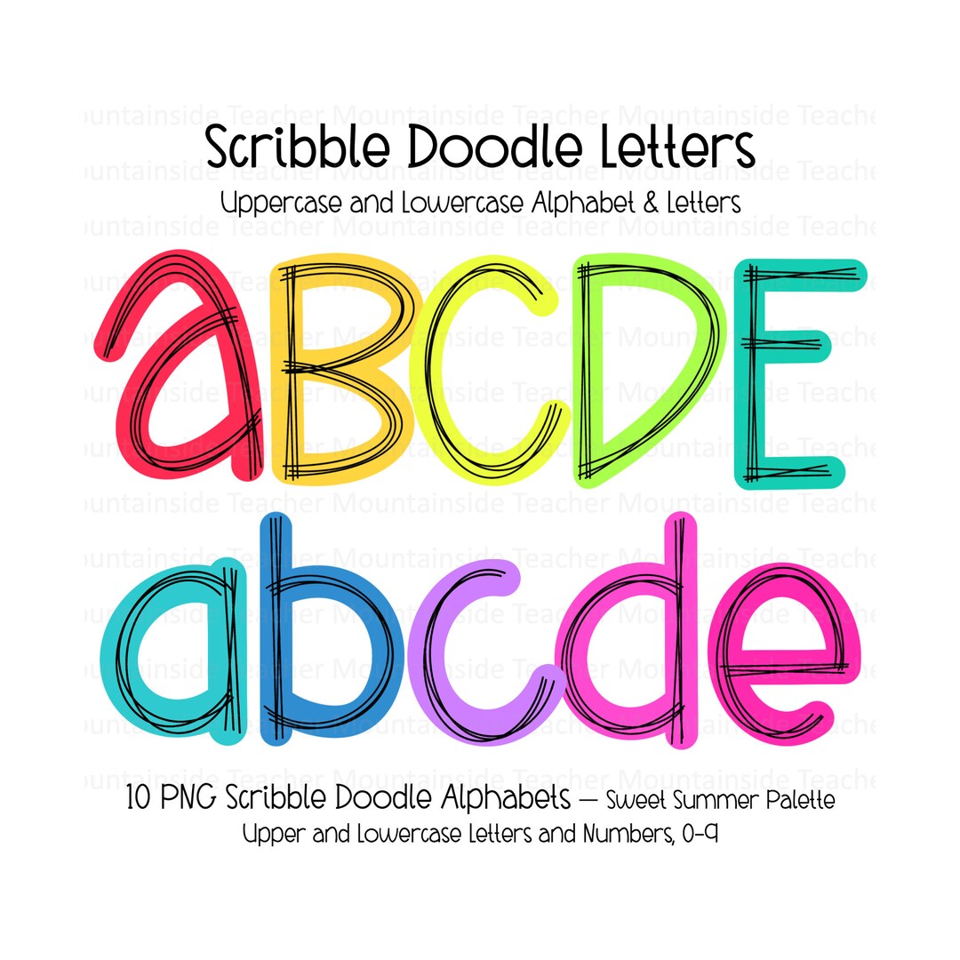 Scribble Letters, Sublimation Doodle Alphabet, Doodle Sublimation ...