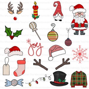 Christmas Doodle PNG Bundle, Holiday Letters, Christmas Patterns, Clip ...