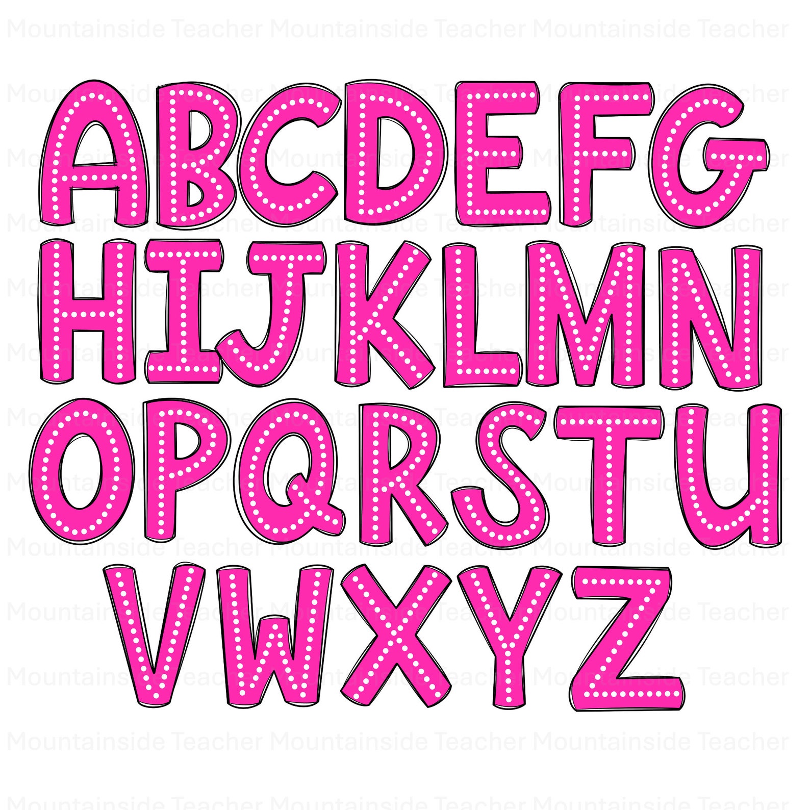 Dotted Doodle Alphabet PNG Bundle, 11 Bonus Frames (digital Download ...