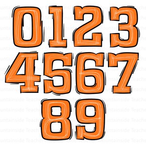 Orange Doodle Varsity Alphabet: Hand-drawn PNG Set (digital Download ...