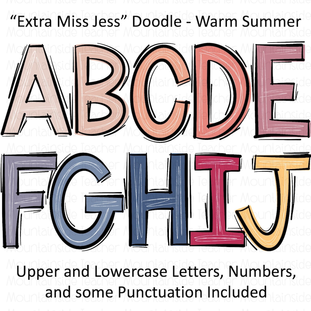 Scribble Letters, Dusk Doodle Alphabet, PNG Bundle, Doodle Sublimation ...
