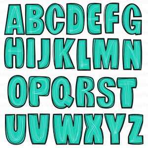 Bright Scribble Alphabets, Bright Colors, Doodle Letters, Hand Drawn ...