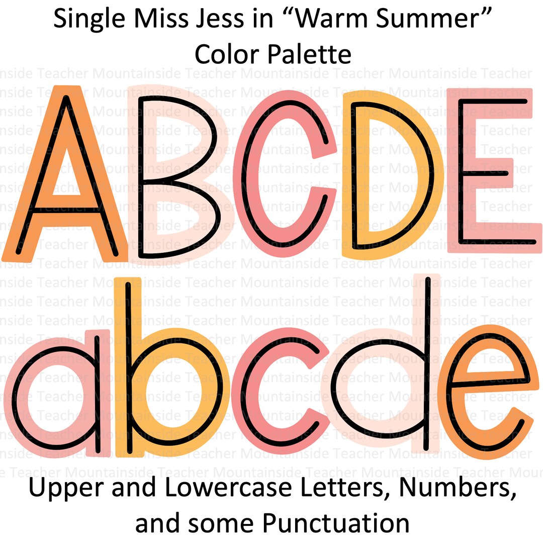 Block Doodle Letters Summer Colors | Center Line | Alphabet PNG ...