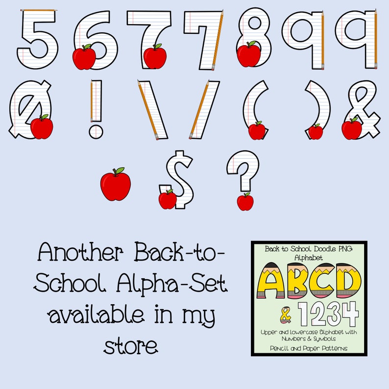 Back to School | Block Alphabet PNG | Sublimation | Alpha Pack Font ...