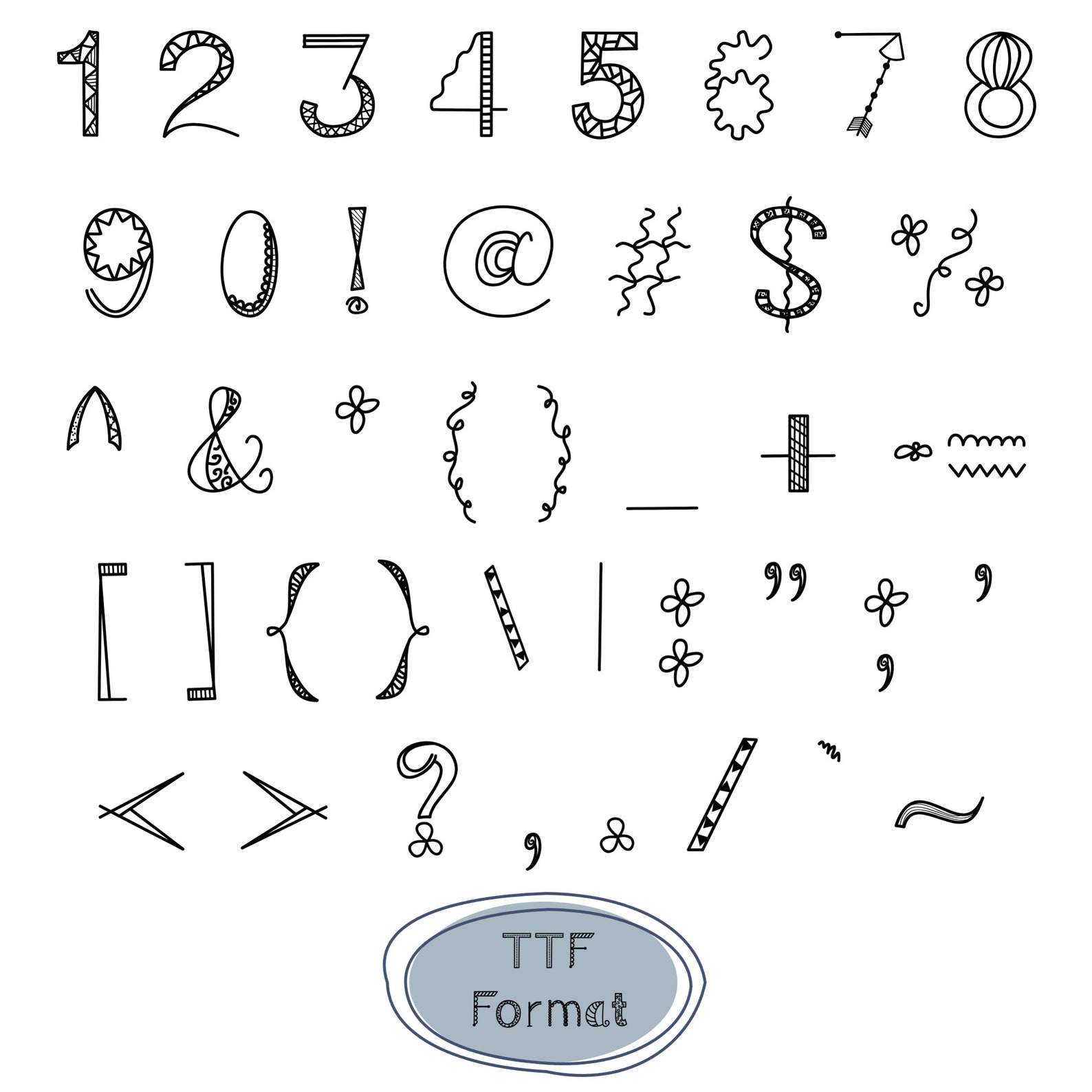 Doodle Alphabet Font Clipart | PNG and TTF Format - Etsy