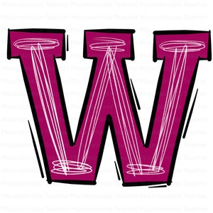 Varsity Letter Alphabet, Shades of Purple, Doodle Letters, Hand Drawn ...