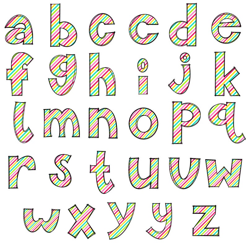 Doodle PNG Alphabet | Summer Doodle Alphabet Bundle | Fun Colors ...