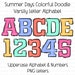 Varsity Letter Alphabet, Summer Color Alphabet PNG Bundle, Doodle ...