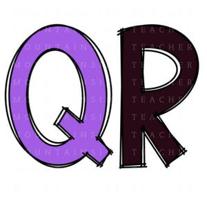 Double Outline Block Letters Shades of Purple Bundle Doodle Sublimation ...