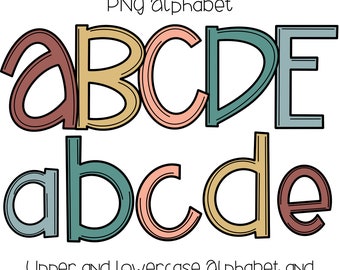 Block Letters Scribble Boho Doodle Alphabet PNG Bundle Doodle ...