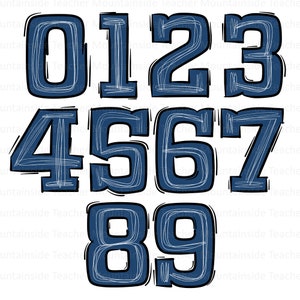Varsity Scribble Letters, Blue Doodle Alphabet, PNG Bundle, Sublimation ...