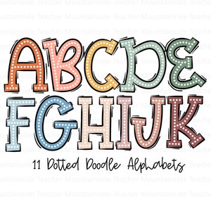 Dotted Doodle Alphabet PNG Sublimation Alpha Design Uppercase and ...
