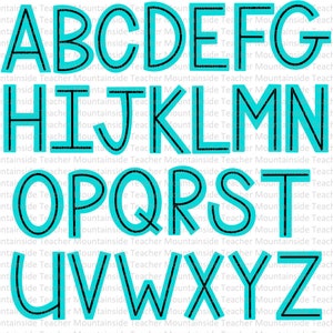 Block Letters, Colorful Doodle Alphabet, PNG Bundle, Doodle Sublimation ...