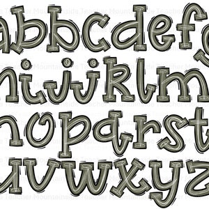 Scribble Doodle Alphabet PNG Bundle: Earth Tone Clipart (digital ...