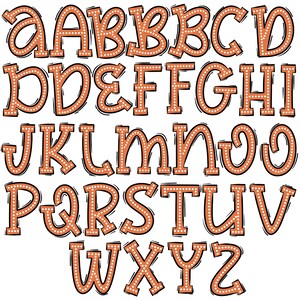 Dotted Doodle Alphabet PNG Sublimation Alpha Design Uppercase and ...