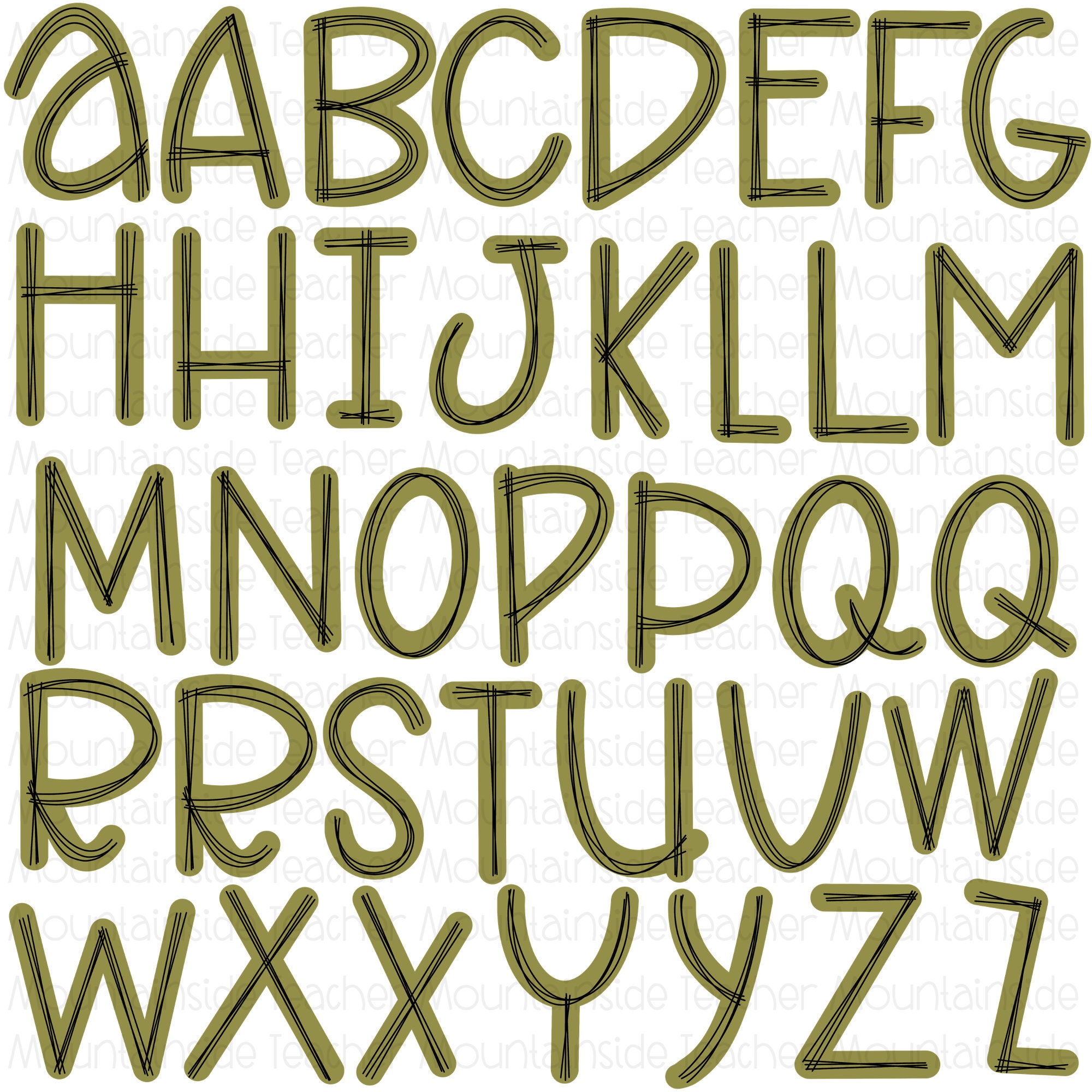 Scribble Letters, Bright Doodle Alphabet, PNG Bundle, Doodle ...