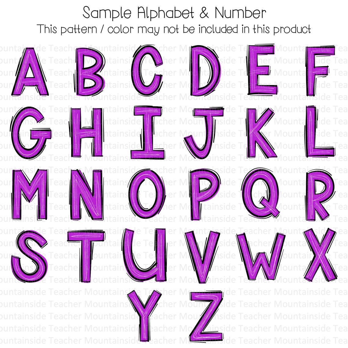 Scribble Letters, Shades of Turquoise Alphabet, PNG Bundle, Doodle ...