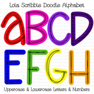 Scribble Letters, Bright Doodle Alphabet, PNG Bundle, Doodle ...