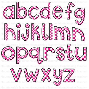 Block Doodle Letters, Bright Checkered Doodle Alphabet, Sublimation Set ...