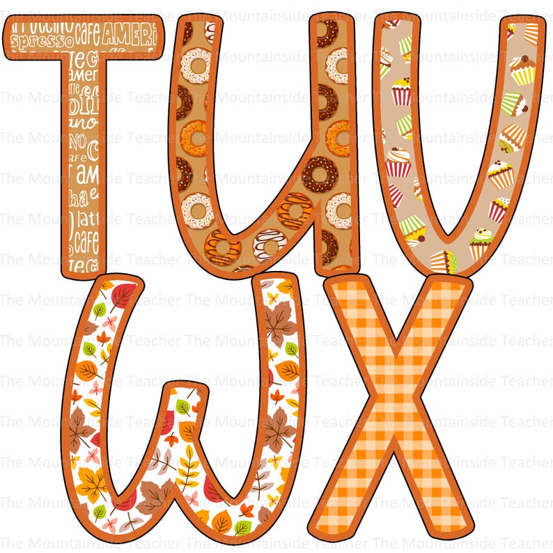 Fall Doodle Alphabet: PNG Clipart, Leaf Letters (digital Download) - Etsy