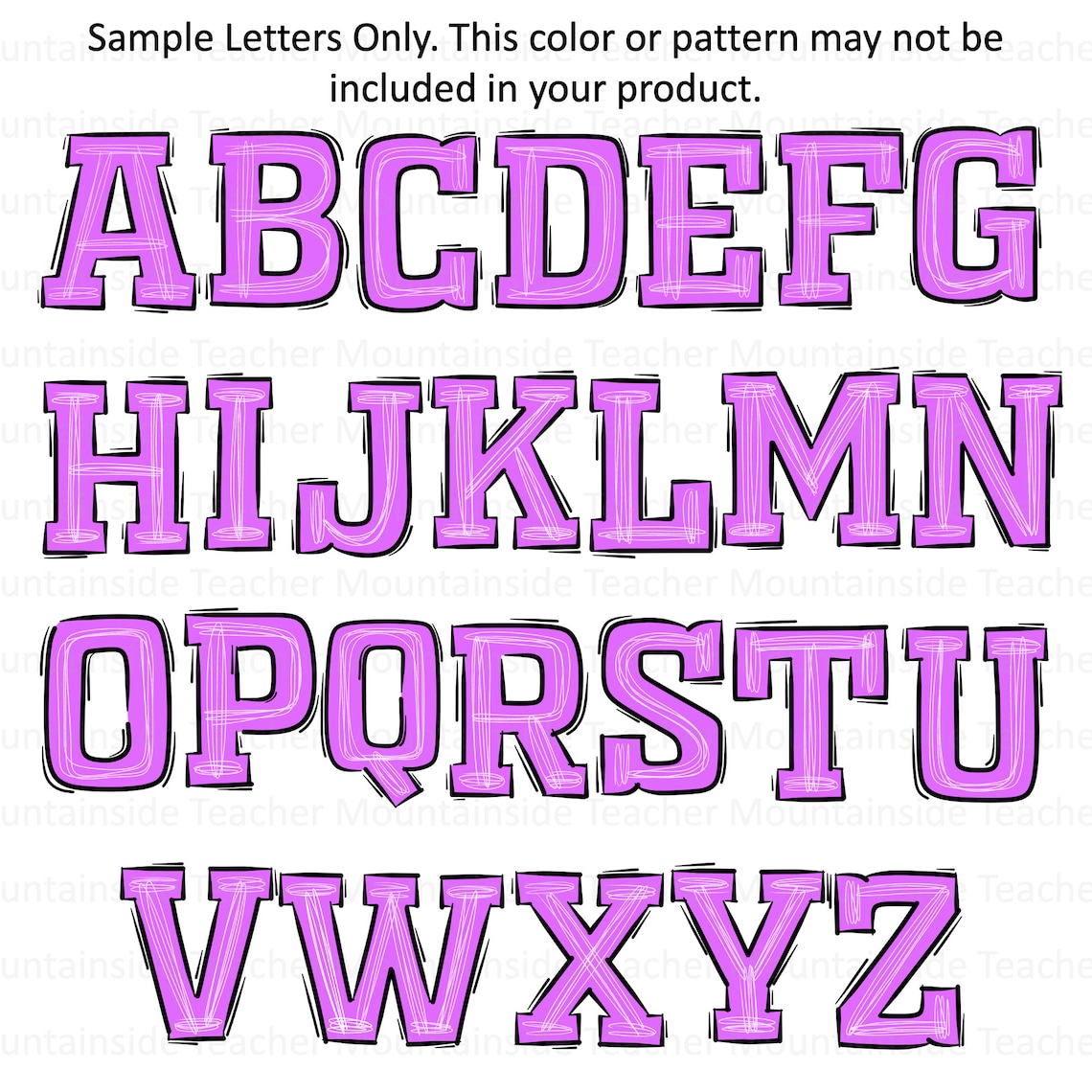 Varsity Letter Alphabet, Rainbow Colors PNG, Doodle Letters, Hand Drawn ...