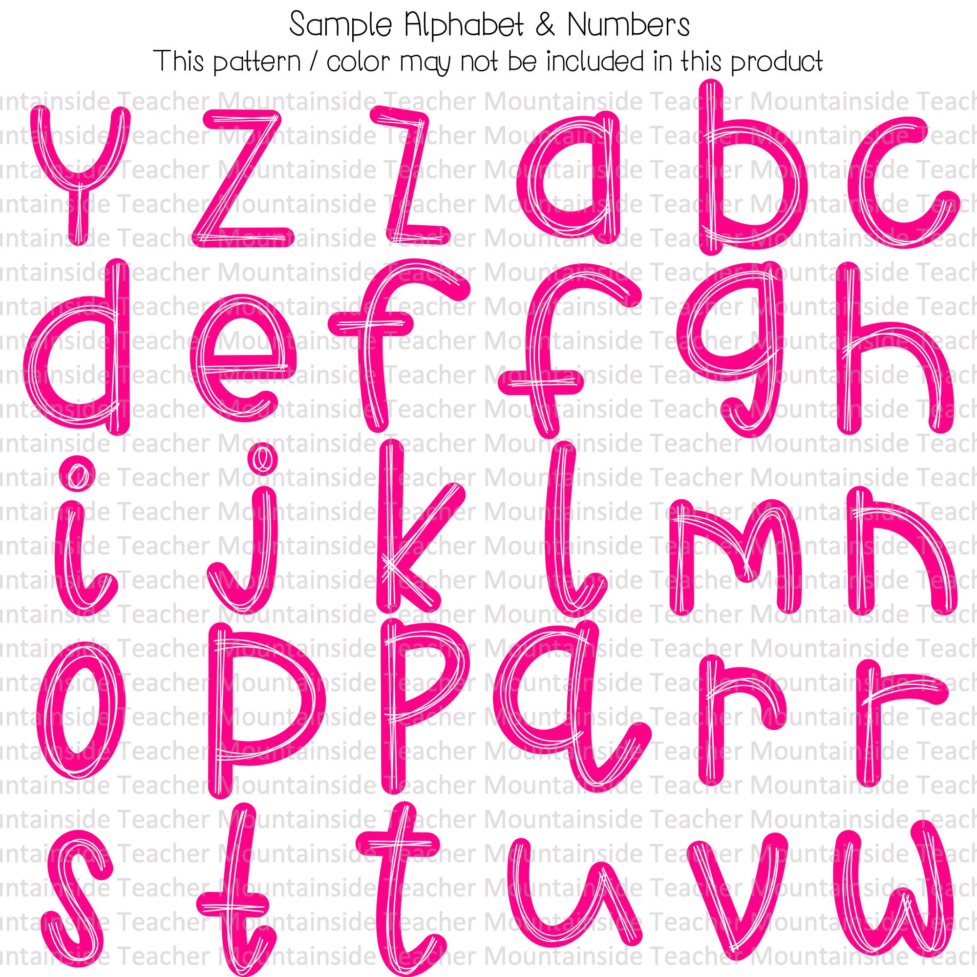 White Scribble Letters Boho Doodle Alphabet, PNG Bundle, Doodle ...