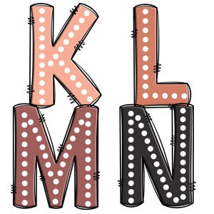 Dotted Letters, Boho Doodle Alphabet, PNG Bundle, Doodle Sublimation ...