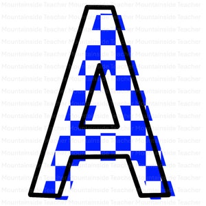 Block Doodle Letters, Bright Checkered Doodle Alphabet, Sublimation Set ...