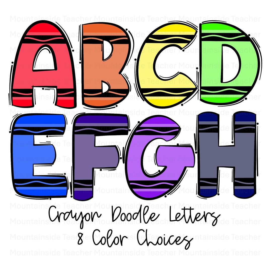 Crayon Doodle Font: Back to School Alphabet PNG (digital Download) - Etsy