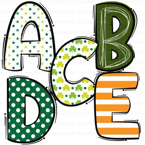 Scribble Letters, St. Patrick's Day Doodle Alphabet, Doodle Sublimation ...