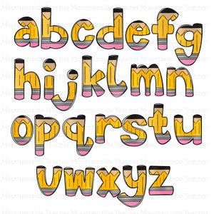 Pencil Doodle Font PNG Alphabet: Back to School Letters (digital ...