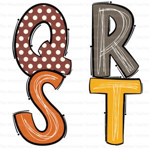 Fall Doodle Alphabet: PNG Clipart, Autumn Leaf Letters (digital ...