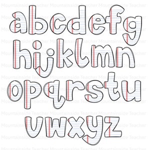 Pencil Doodle Font PNG Alphabet: Back to School Letters (digital ...