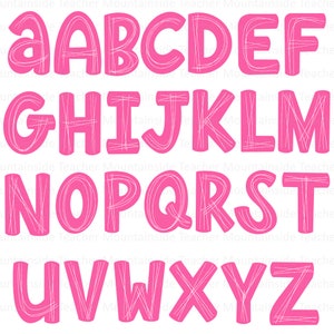 Scribble Letters, Bright Colored Doodle Alphabet, Doodle Sublimation ...