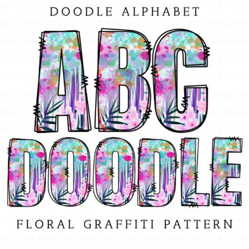 Floral Doodle Alphabet: PNG Clipart Bundle (digital Download) - Etsy