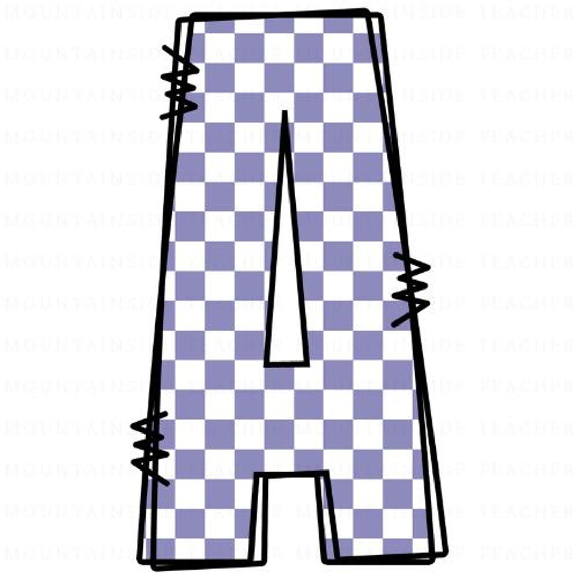 Checkered Doodle Alphabet PNG Bundle: Bright Clipart (digital Download ...