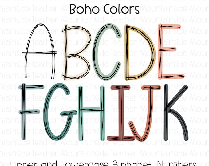 Bright Scribble Alphabets, Bright Colors, Doodle Letters, Hand Drawn ...