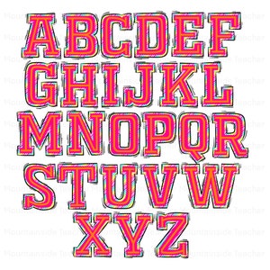 Rainbow Neon Varsity Letters, Marquee Colorful Alphabet Fun PNG Bundle ...