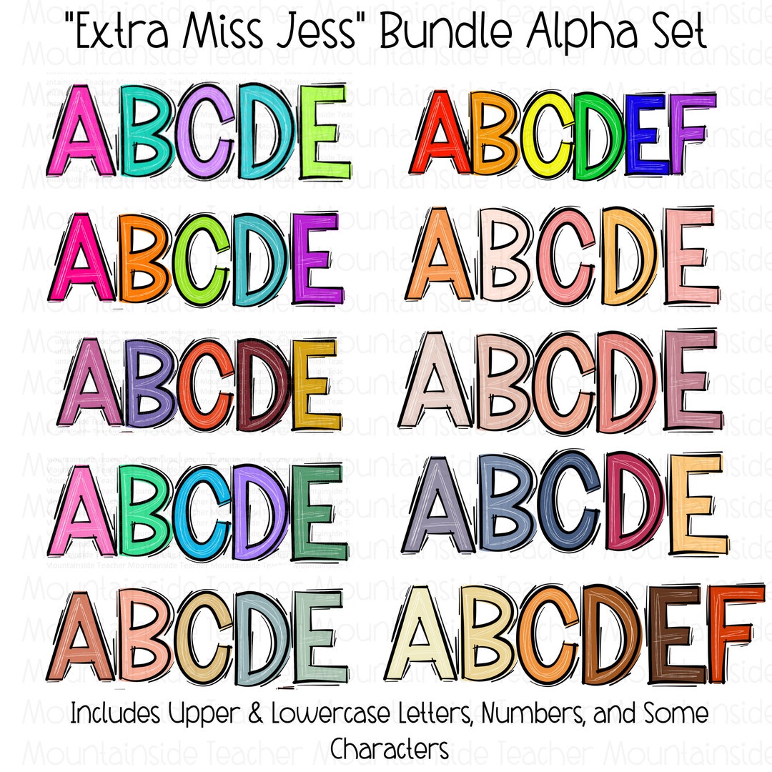 Scribble Letters, Doodle Alphabet Bundle, PNG Bundle, Doodle ...