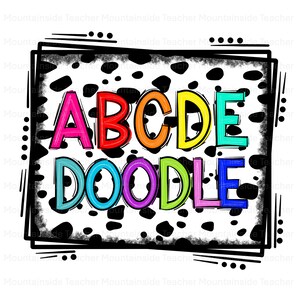 Dalmatian Frames & Neon Doodle Letters: PNG Alphabet Set - Etsy