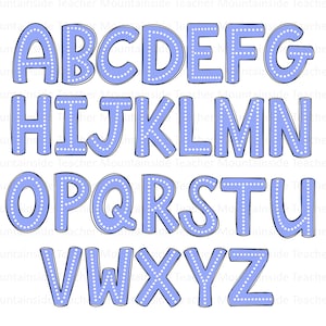 Dotted Letters, Bright Doodle Alphabet, PNG Bundle, Doodle Sublimation ...