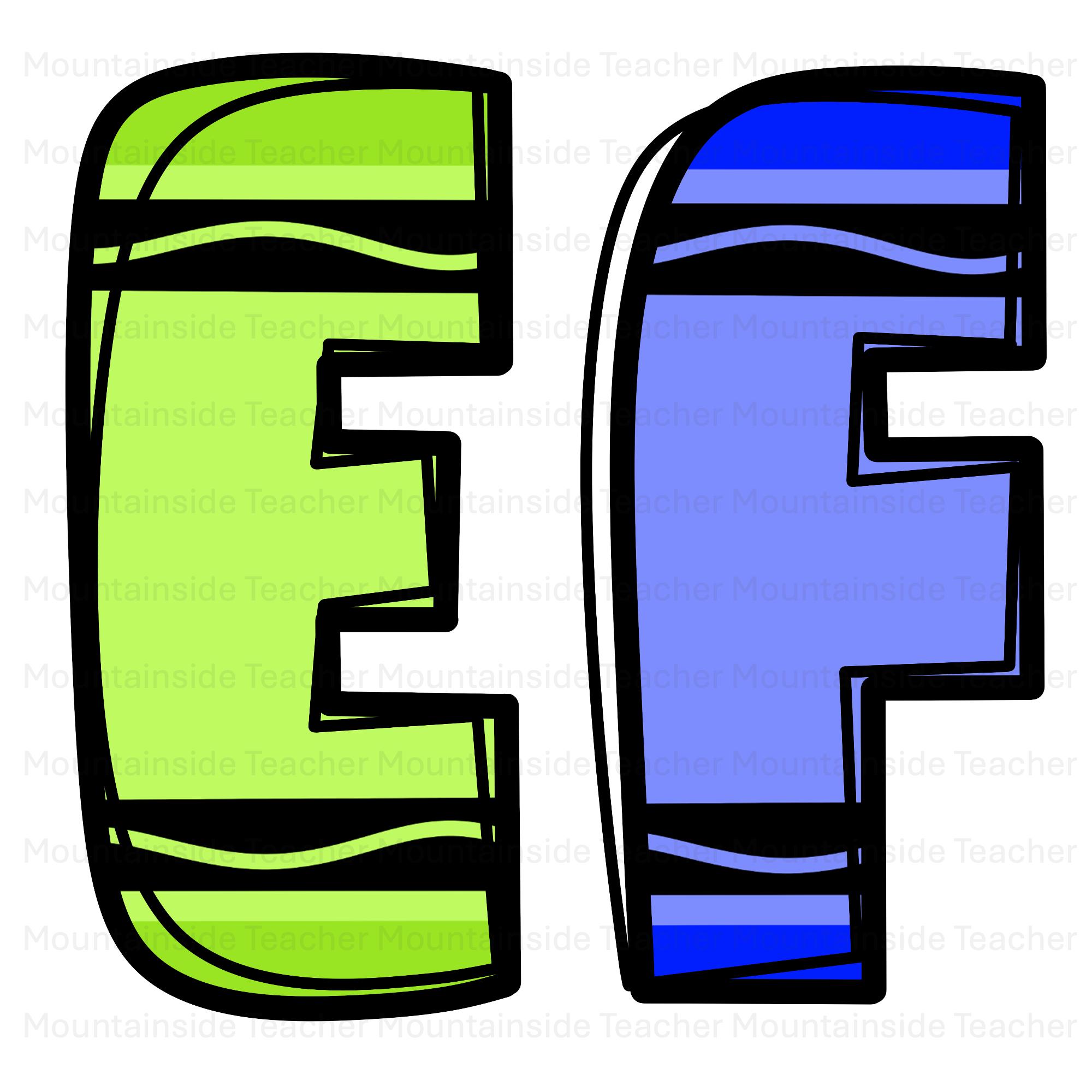Crayon Doodle Alphabet PNG: Back to School Letters & Numbers (digital ...