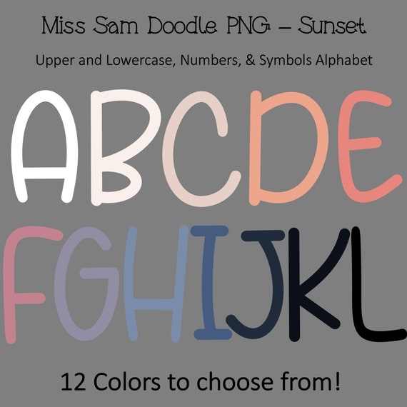 Dusk Colors Doodle Letters Alphabet PNG Bundle Doodle - Etsy