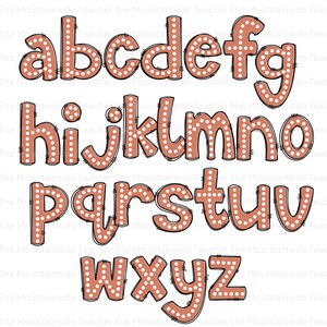 Dotted Letters, Boho Doodle Alphabet, PNG Bundle, Doodle Sublimation ...
