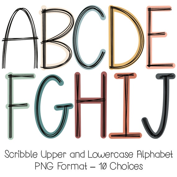Scribble PNG Alphabet Doodle Letters Clipart Digital - Etsy