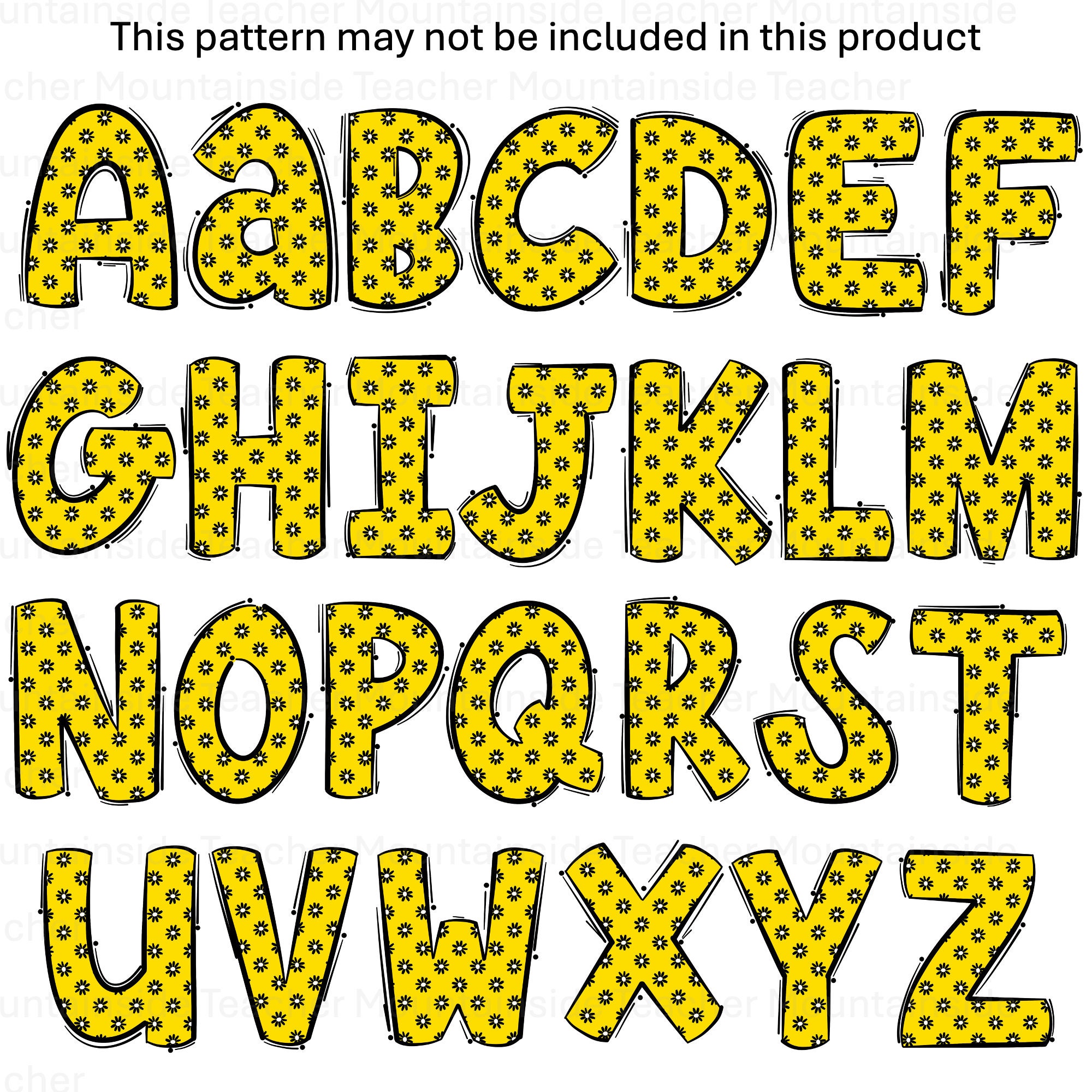 Bee Doodle Alphabet Spring PNG Sublimation Alpha Design Uppercase and ...
