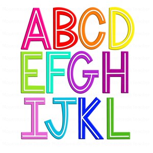 Beveled Doodle Alphabet, Bright Neon PNG, Sublimation, Alpha Design ...