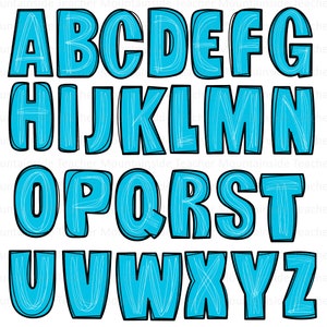 Scribble Alphabets, Neon Colors, Doodle Letters, Hand Drawn Alphabet ...