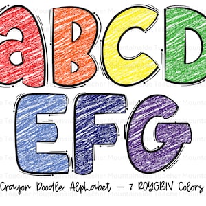 Crayon Doodle Alphabet PNG Bundle: Rainbow Font (digital Download) - Etsy
